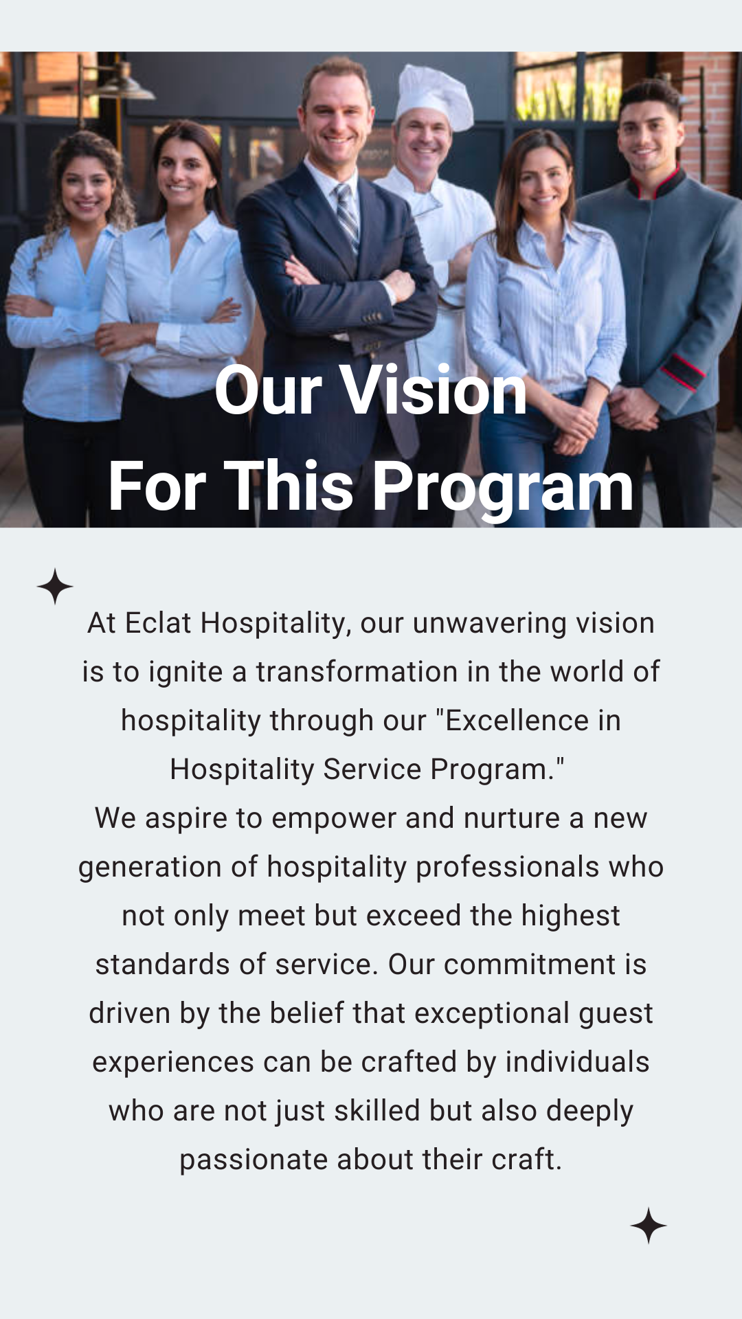 Excellence in Hospitality Service Program — Eclat Hospitality