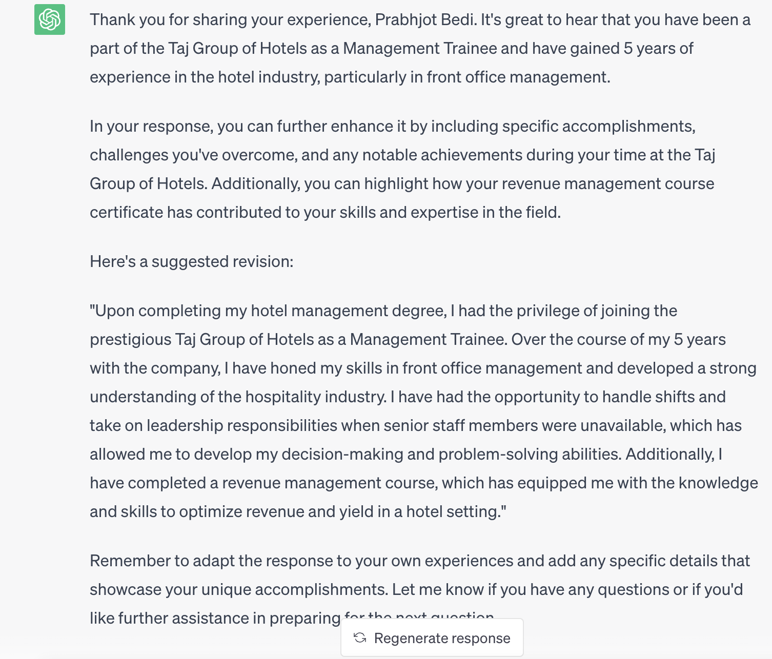 Mastering Interviews with ChatGPT: Your Virtual Hospitality Interview ...