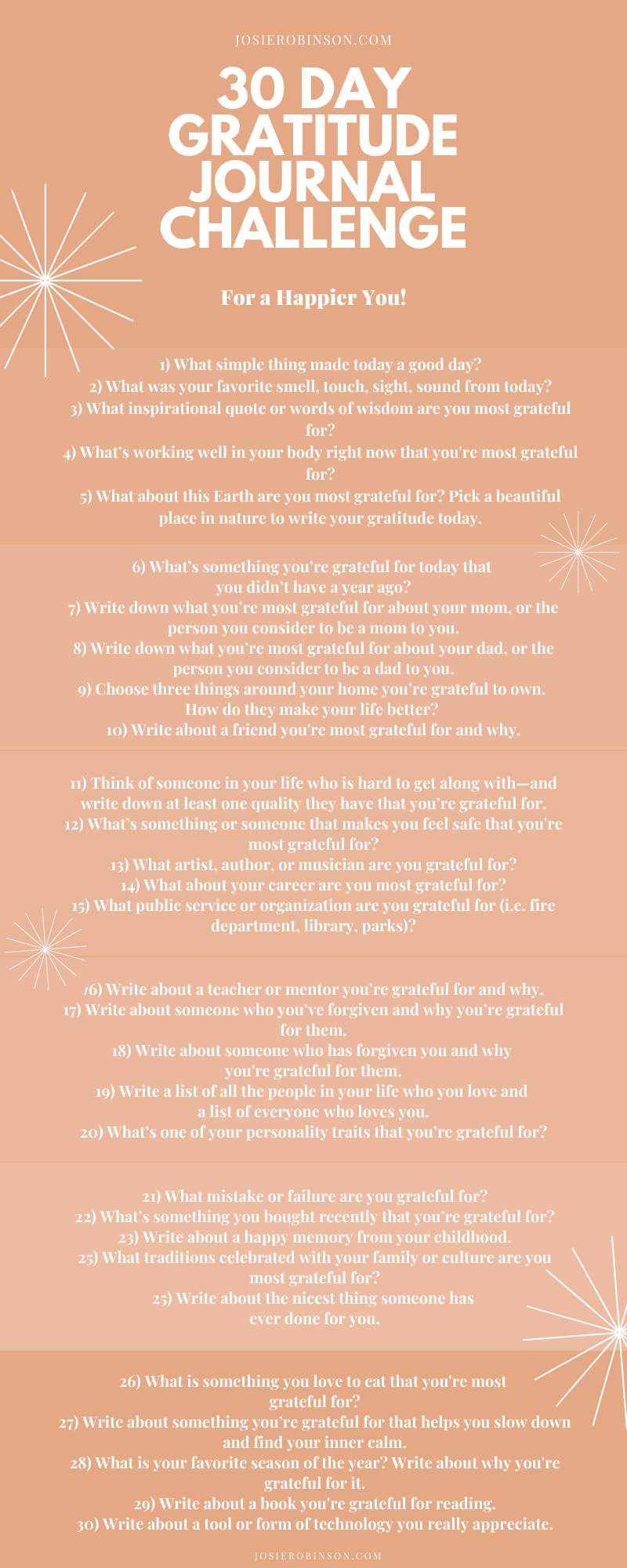 30 Day Gratitude Journaling Challenge to Change Your Life — Josie Robinson