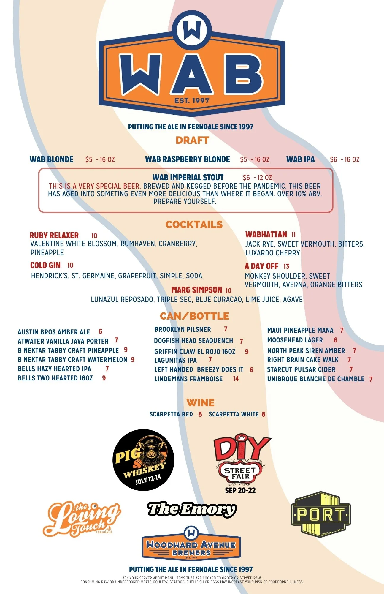 Menu — THE WAB - WOODWARD AVENUE BREWERS