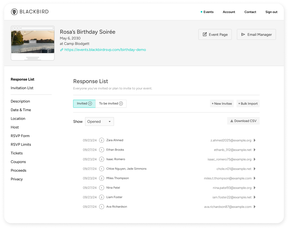 Create Invitations and Track RSVPs for Personal Events | Blackbird RSVP ...