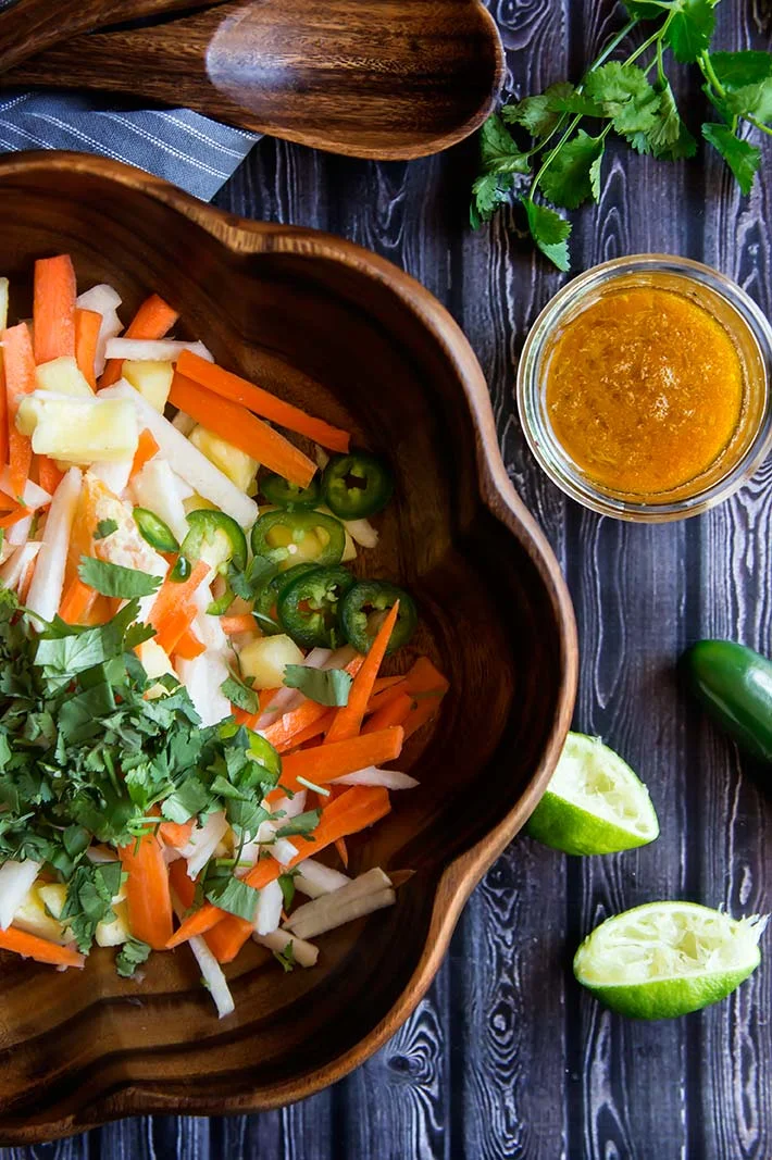 Jicama-Pineapple Slaw with Honey Lime Vinaigrette — Foraged Dish