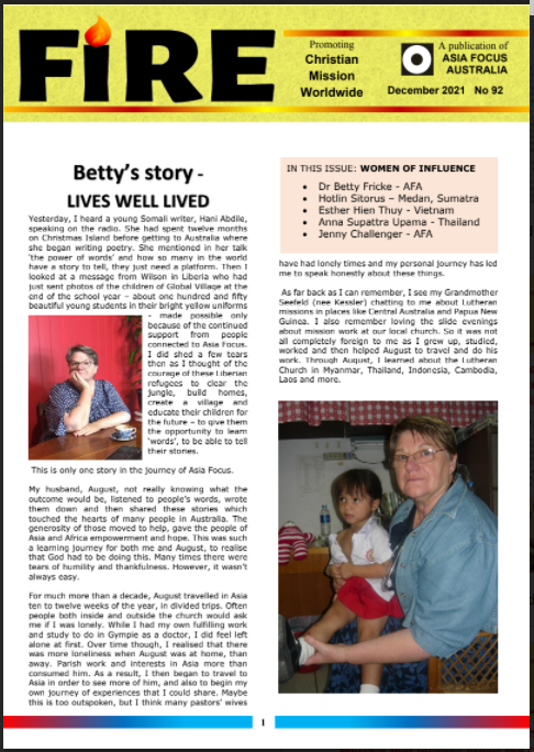 Asia Focus Australia - Faith and Love in ACTION!