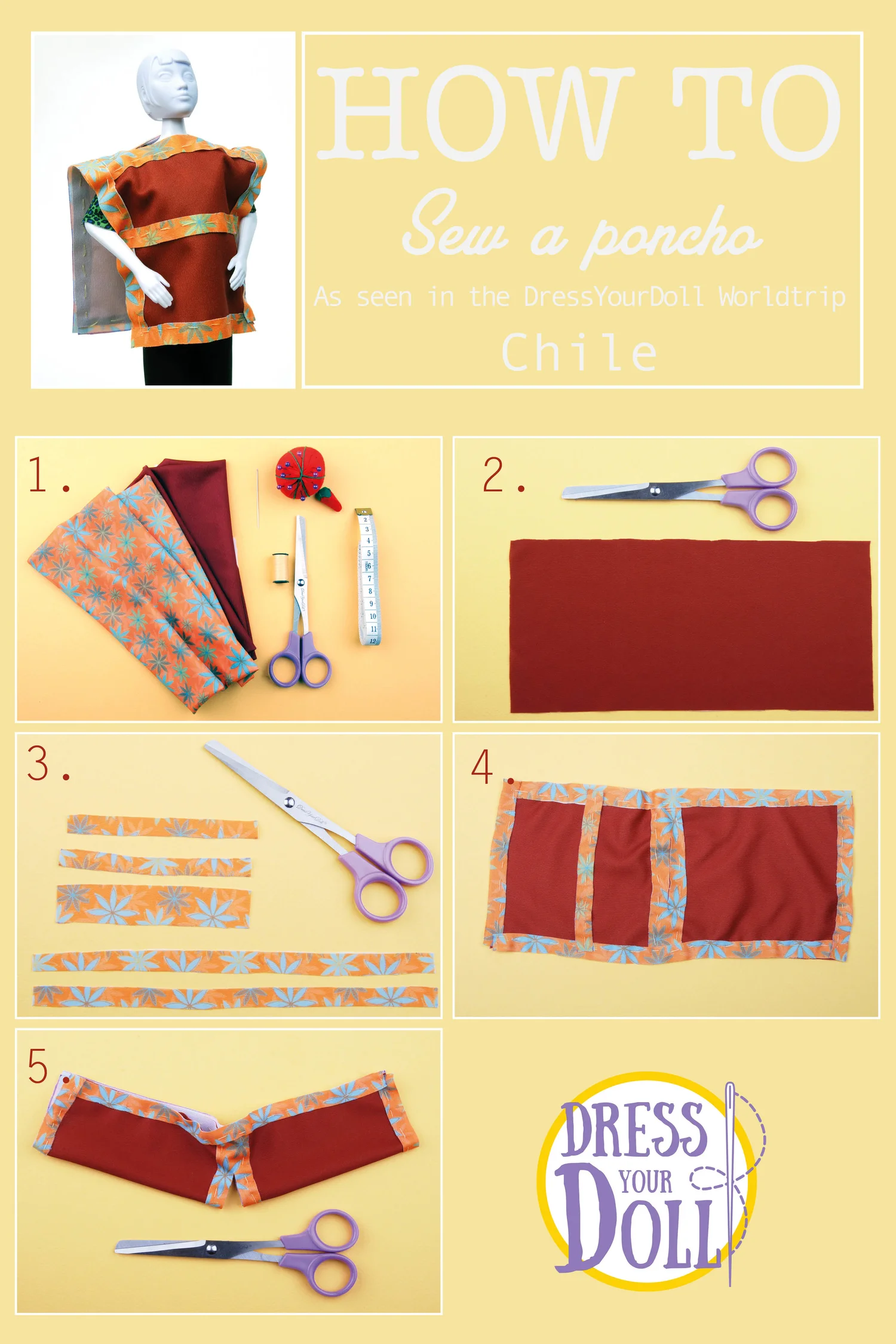 How to sew a Chilean poncho — the DressYourDoll blog