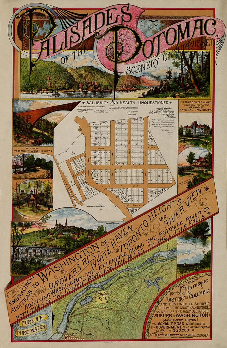 1890 Palisades of the Potomac Washington DC Antique Map — MUSEUM OUTLETS