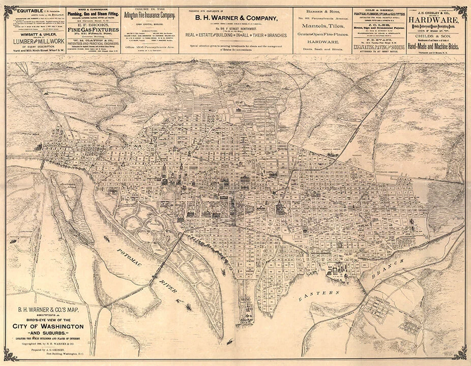 1886 Washington DC Antique Map — MUSEUM OUTLETS