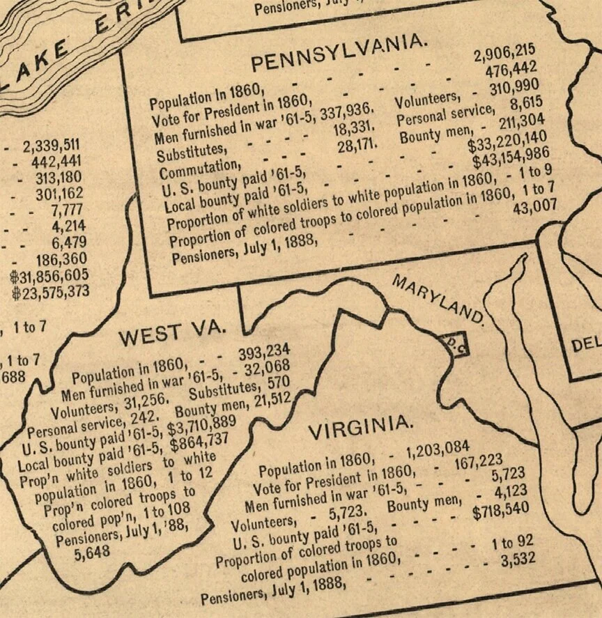 1888 Statistical United States Map — MUSEUM OUTLETS
