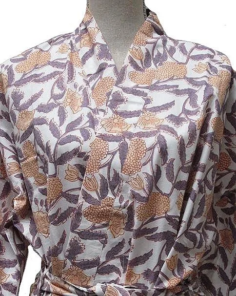 hand block printed kimono robe — MUSEUM OUTLETS