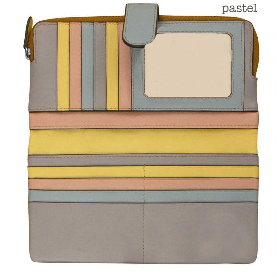 multi color leather wallet with snap closure — MUSEUM OUTLETS