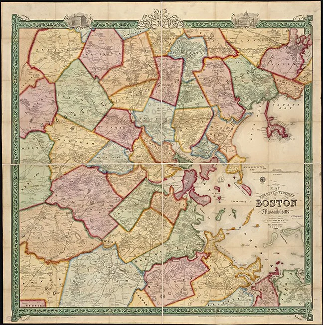 Boston Antique Massachusetts Map — MUSEUM OUTLETS