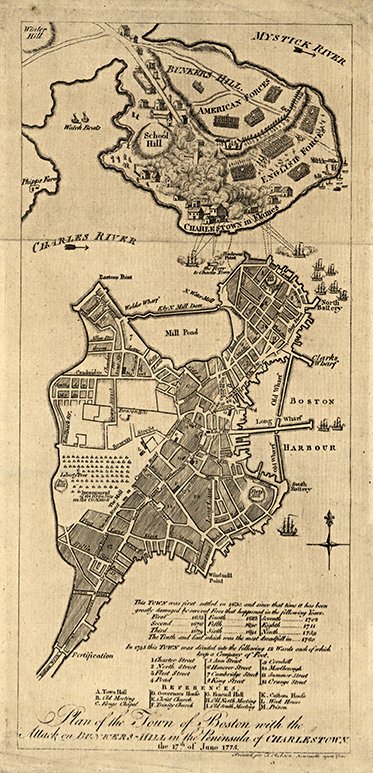 Boston & Charlestown Antique Massachusetts Map — MUSEUM OUTLETS