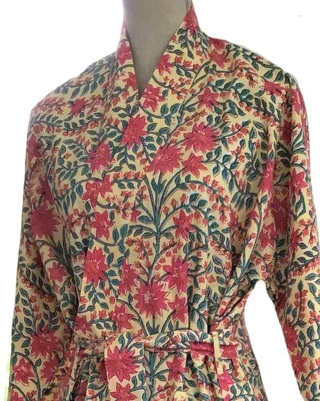 hand block printed kimono robe — MUSEUM OUTLETS