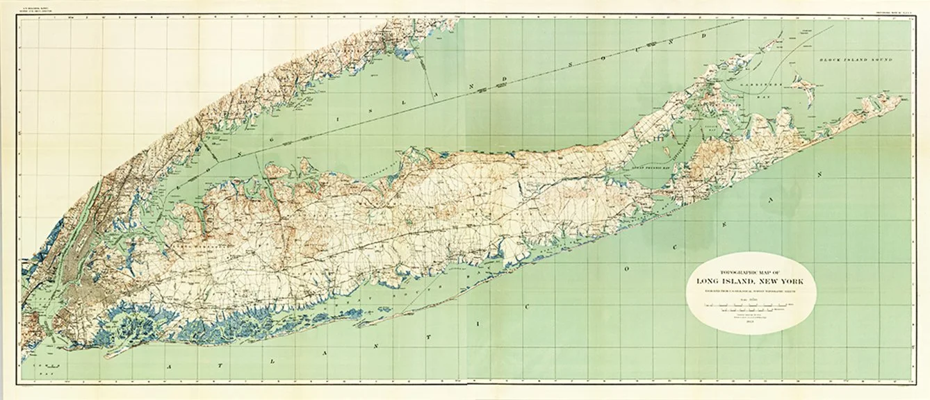 long island antique map 1932 topographic map — MUSEUM OUTLETS
