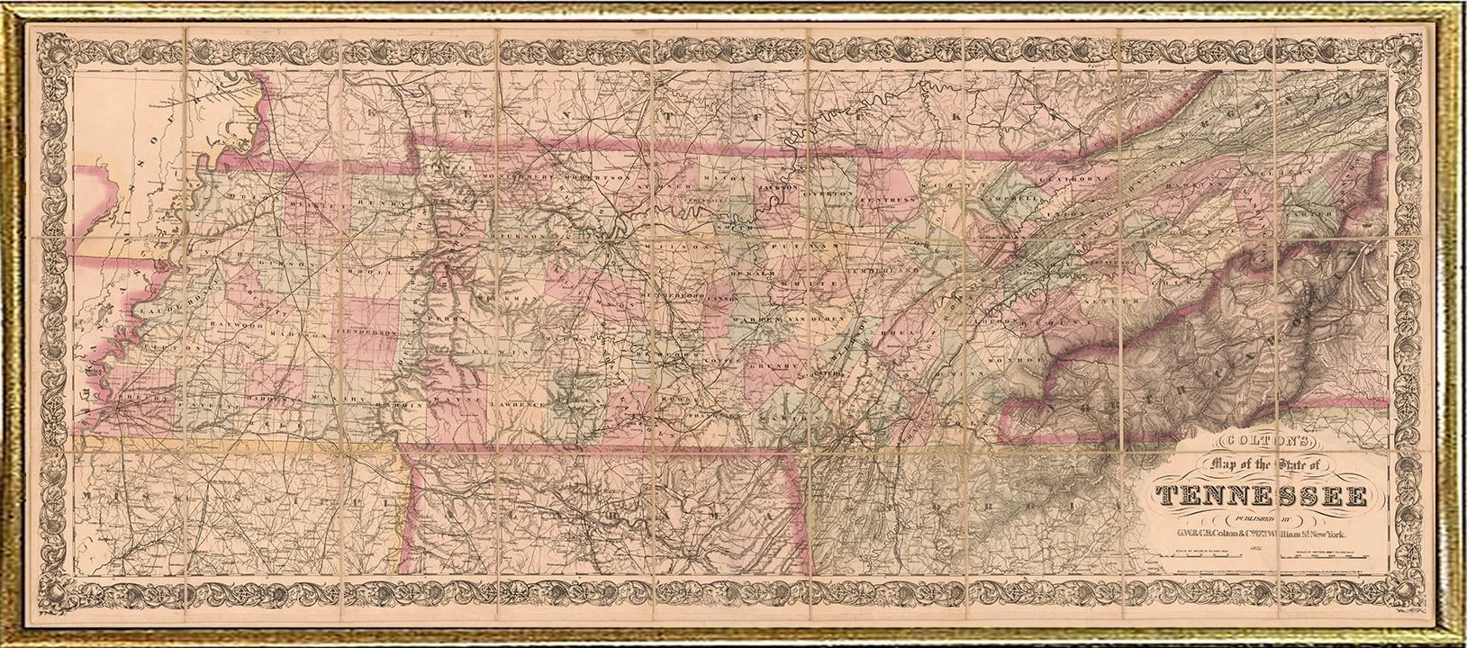 1876 Colton Antique Tennessee Map Print — MUSEUM OUTLETS