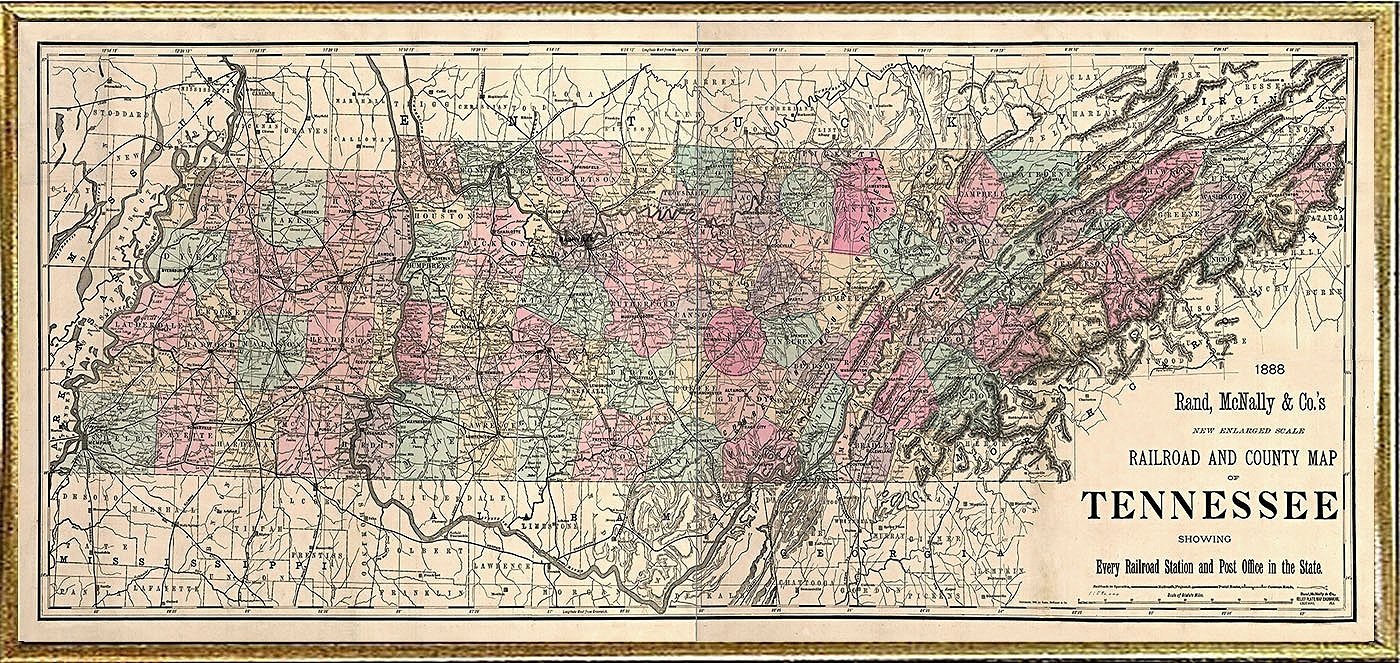 1888 Antique Tennessee Map Print — MUSEUM OUTLETS 1888 Antique Tennessee Map Print — MUSEUM OUTLETS
