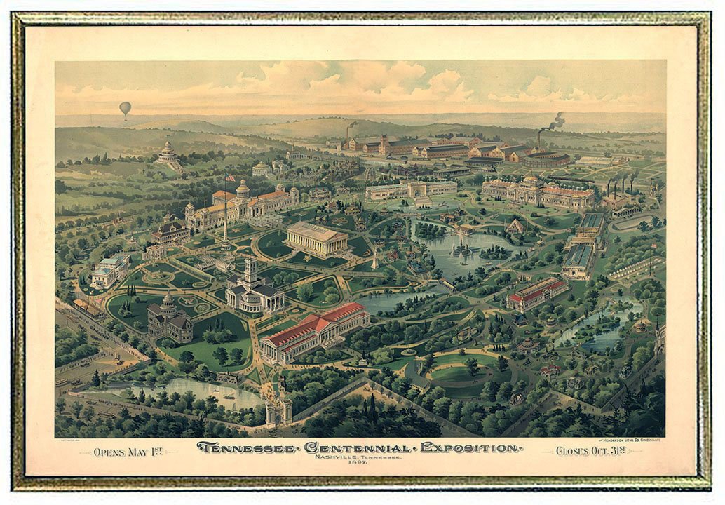 1897 Antique Nashville Centennial Exposition Antique Tennessee Map ...
