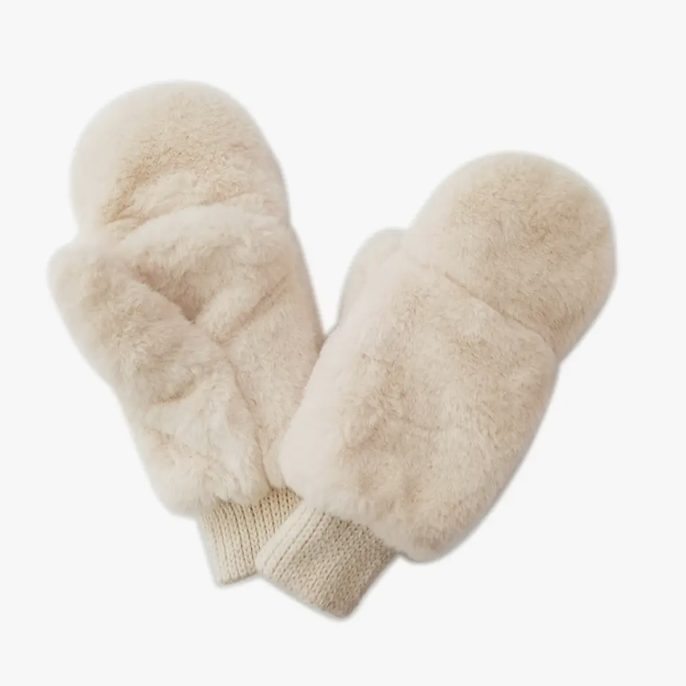 ivory faux fur mittens — MUSEUM OUTLETS