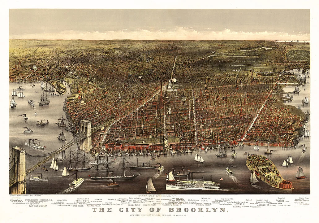 Currier Ives Brooklyn Antique New York Map — MUSEUM OUTLETS