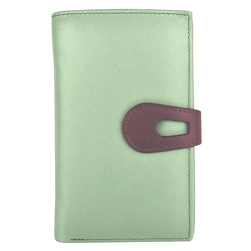 sage and eggplant multicolor leather wallet — MUSEUM OUTLETS