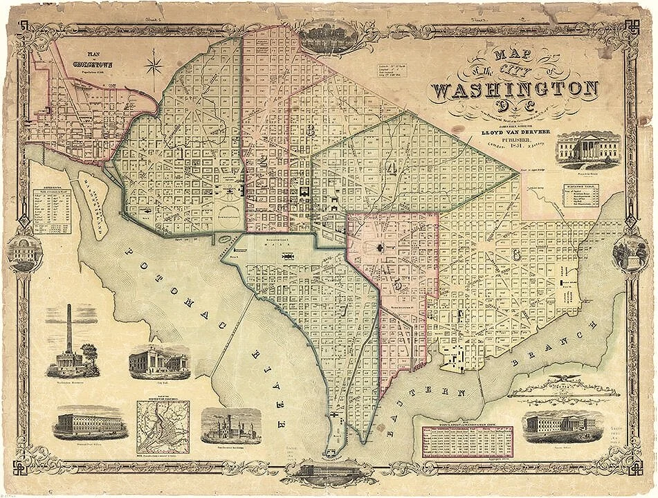 Washington DC Antique Map 1851 — MUSEUM OUTLETS