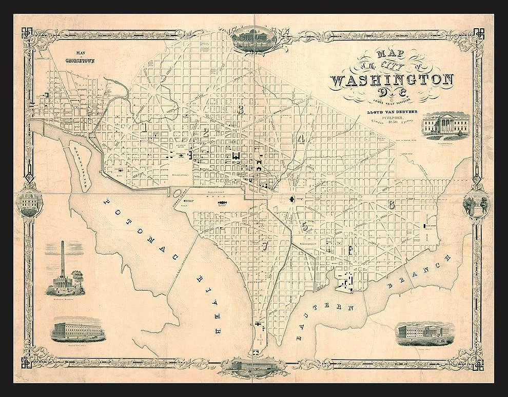 Washington DC Antique Map 1851 — MUSEUM OUTLETS