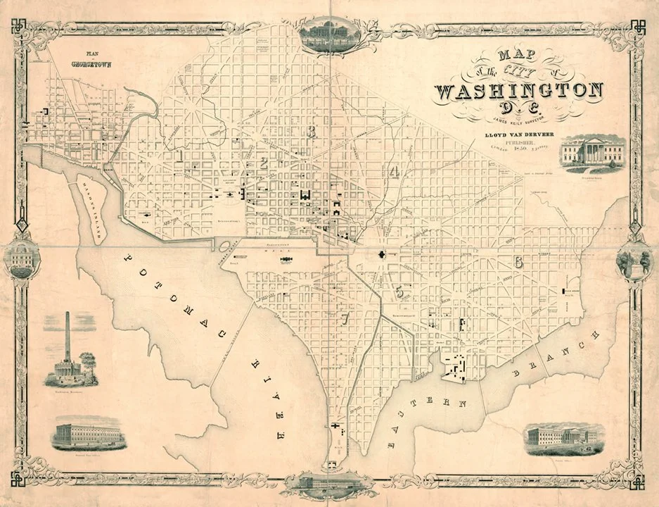 Washington DC Antique Map 1851 — MUSEUM OUTLETS