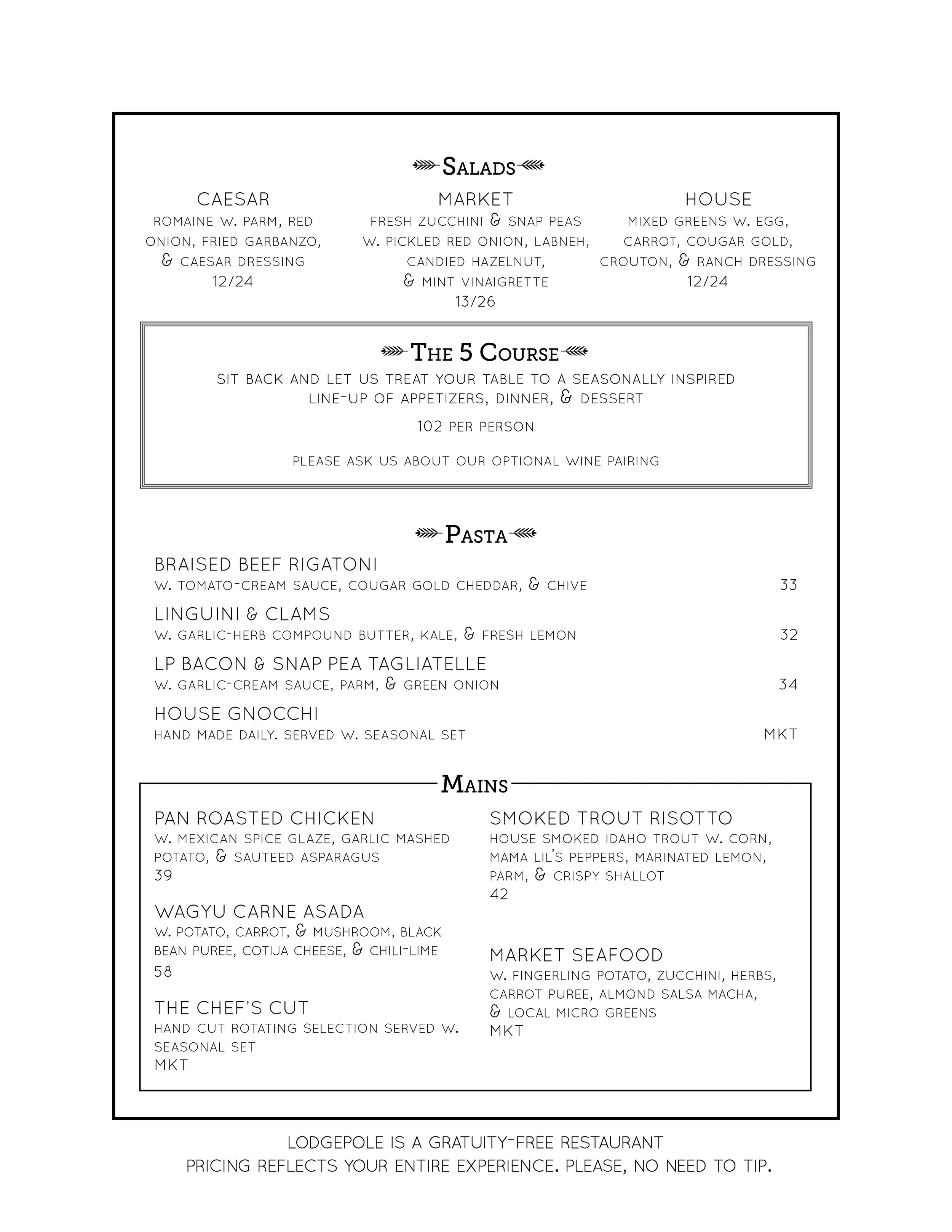 Menu — Lodgepole