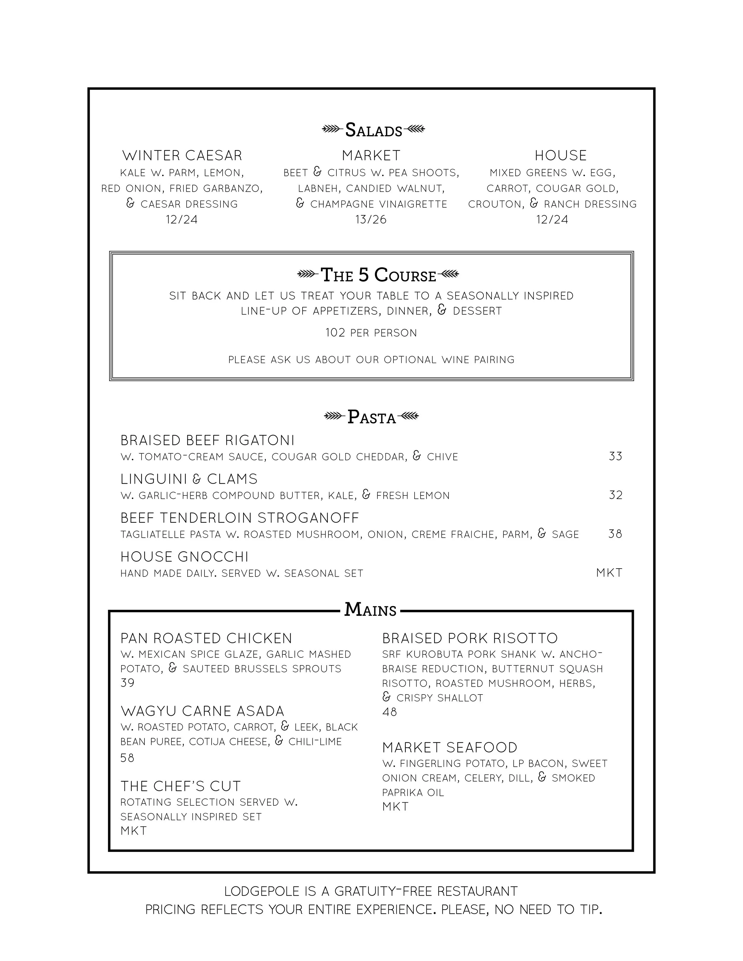 Menu — Lodgepole