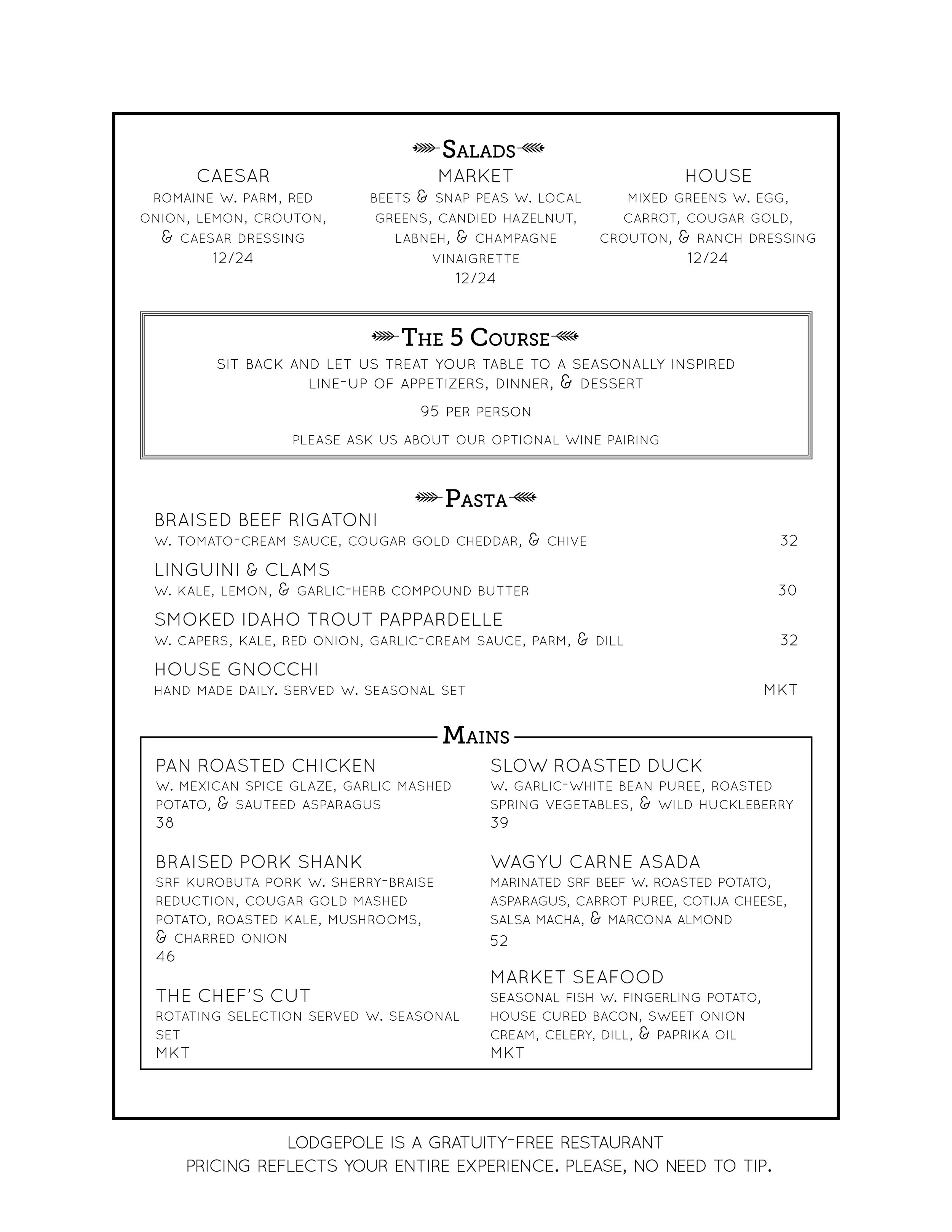 Menu — Lodgepole