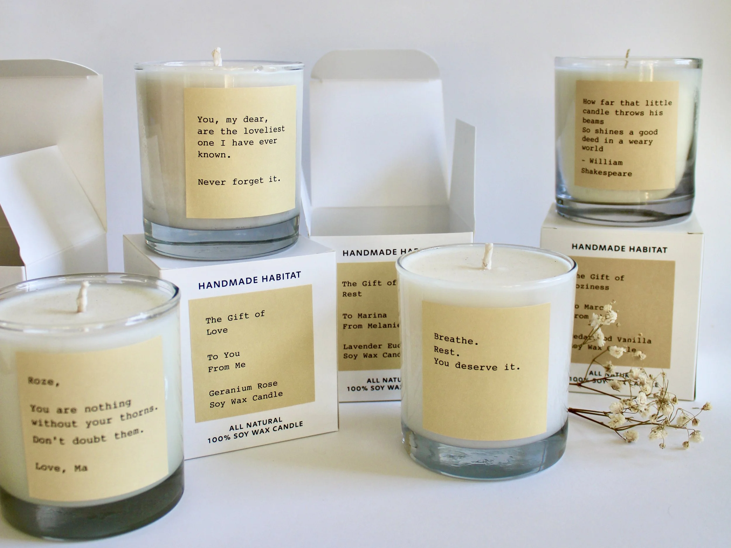 HANDMADE HABITAT — Gift of Rest Custom Note Candle