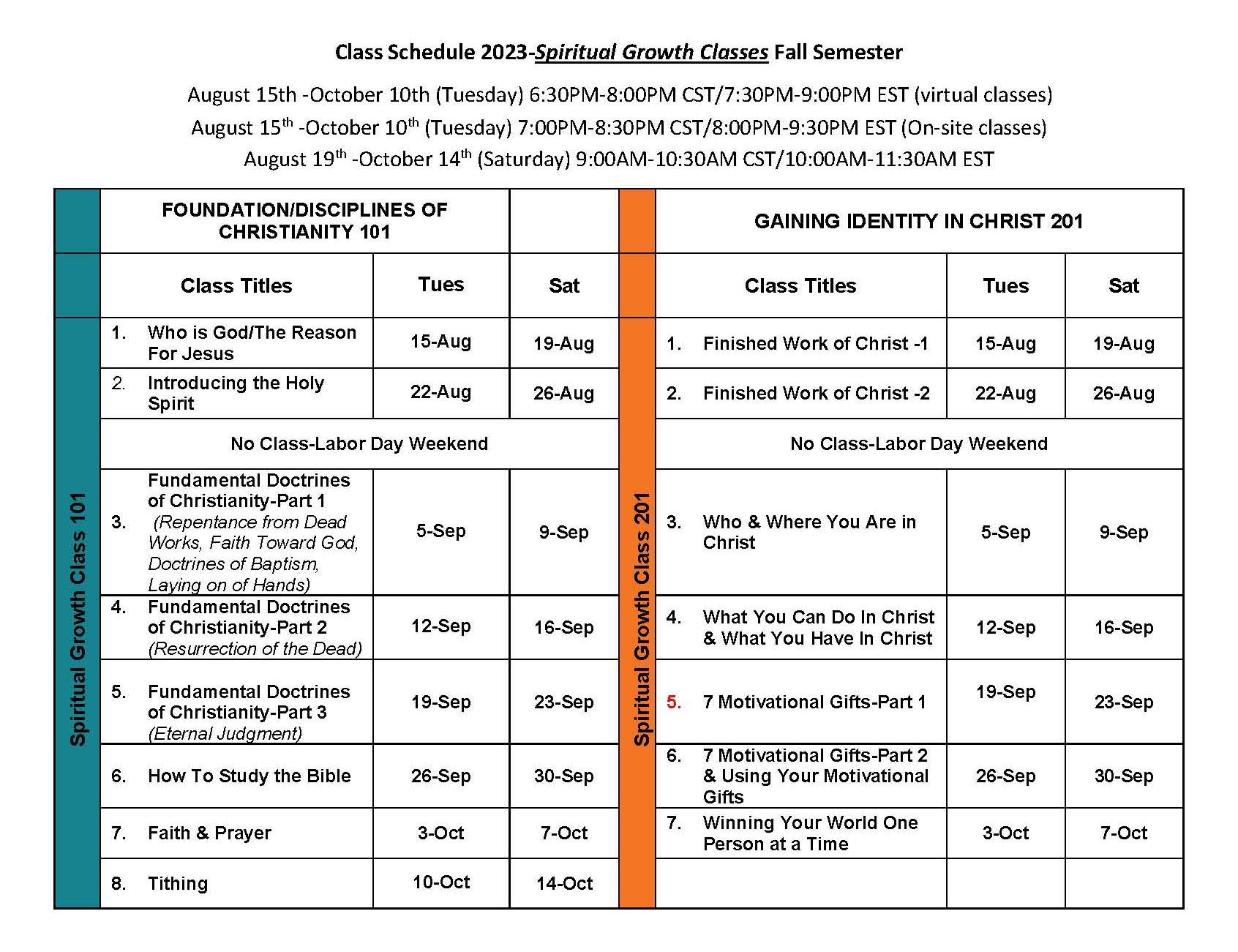 Faith Chapel — Spiritual Growth Classes - Online