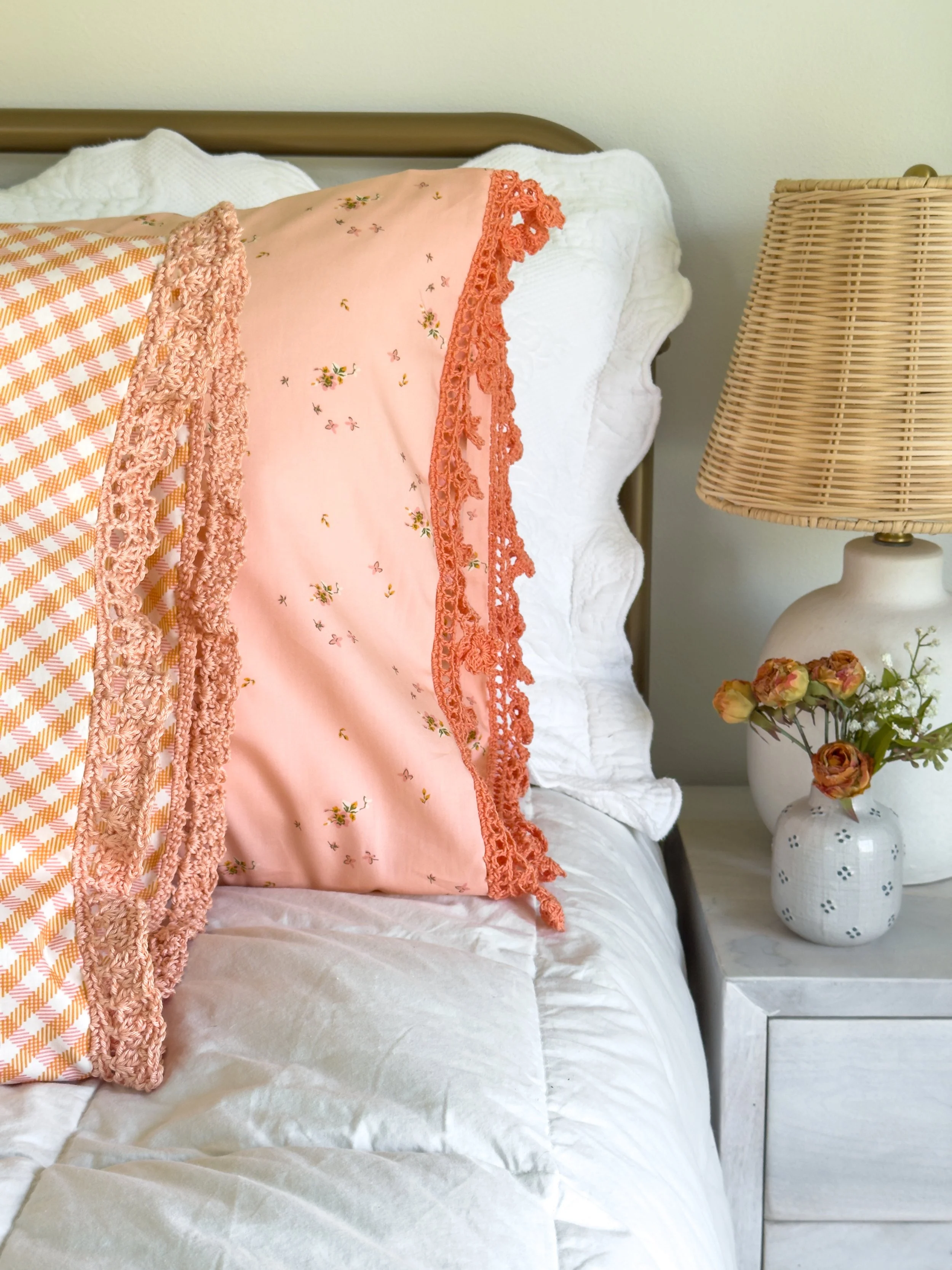 Overlap Closure Pillowcase with Crochet Border — Sharon Holland Designs
