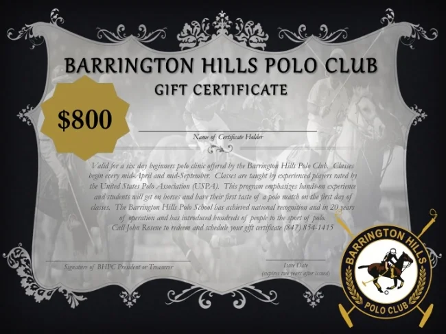 Gift Certificates — Barrington Hills Polo Club