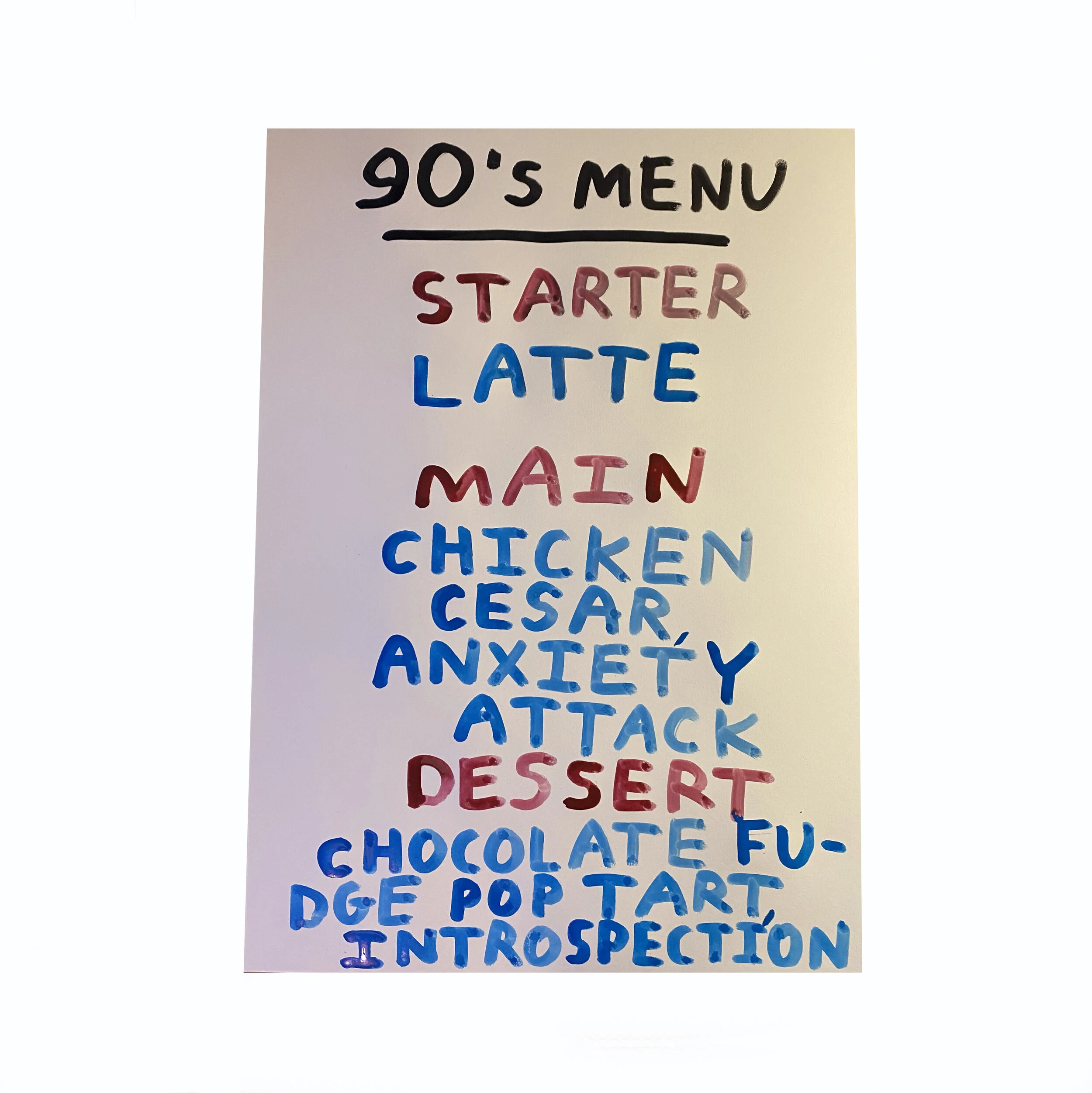 90's MENU (HAND WRITTEN ORIGINAL) — The Babak Ganjei Shop :The works ...