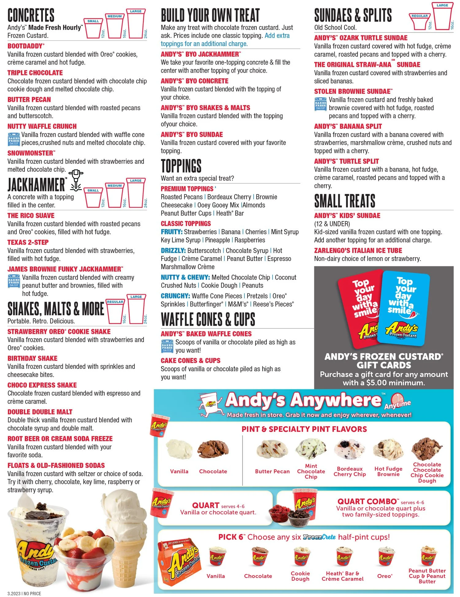 Drive Thru Menu | Andy's Frozen Custard