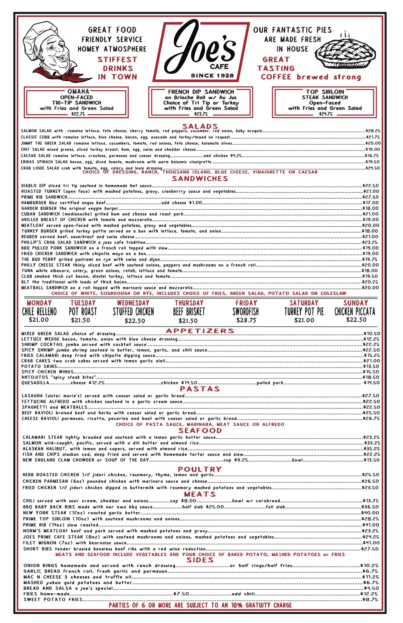 Joe's Cafe Menu Santa Barbara — Joe's Cafe Santa Barbara | Traditional ...