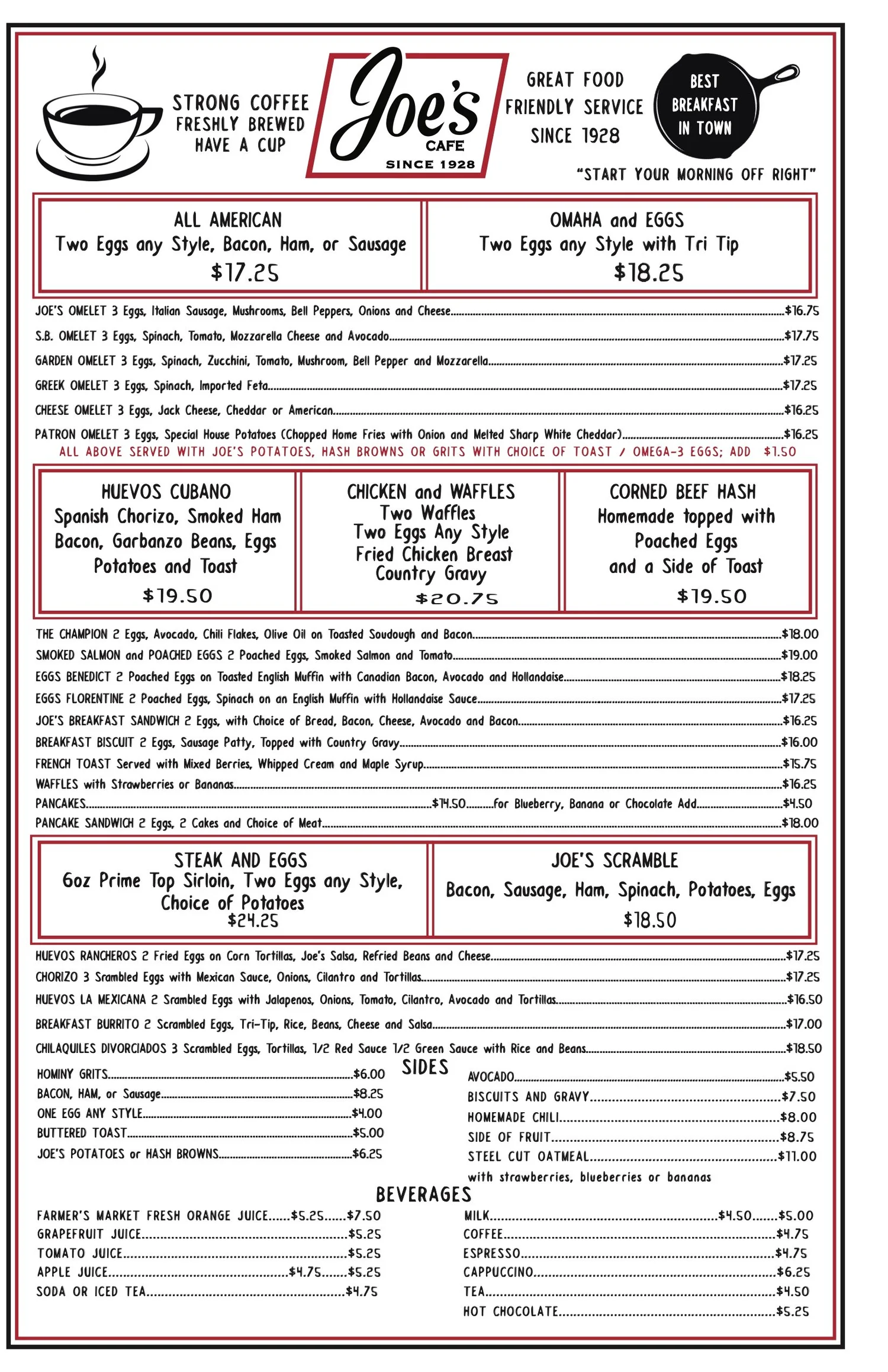 Joe's Cafe Menu Santa Barbara — Joe's Cafe Santa Barbara | Traditional ...