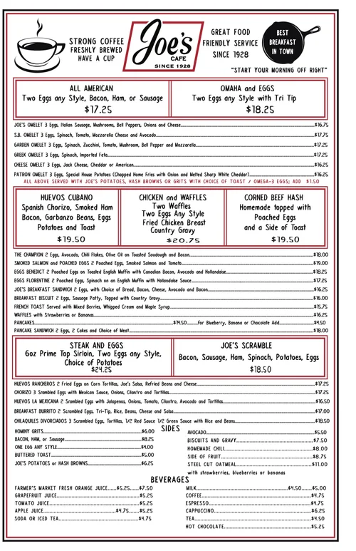 Joe's Cafe Menu Santa Barbara — Joe's Cafe Santa Barbara | Traditional ...