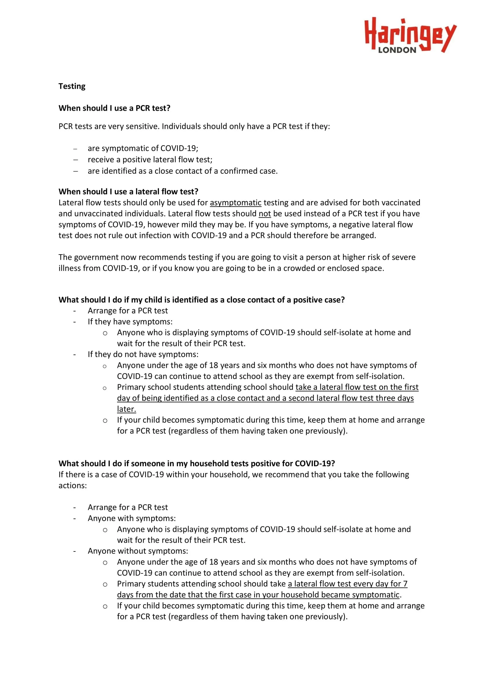 Important Covid19 Update letter from Haringey Council — Earlsmead ...