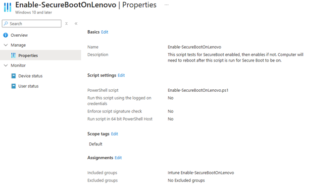 Enable-SecureBootOnLenovo PowerShell Script — MCSMLab