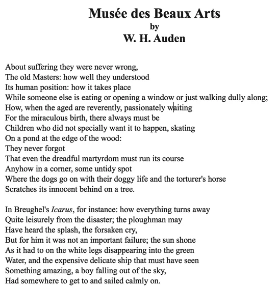 Bruegel Icarus — Ideas