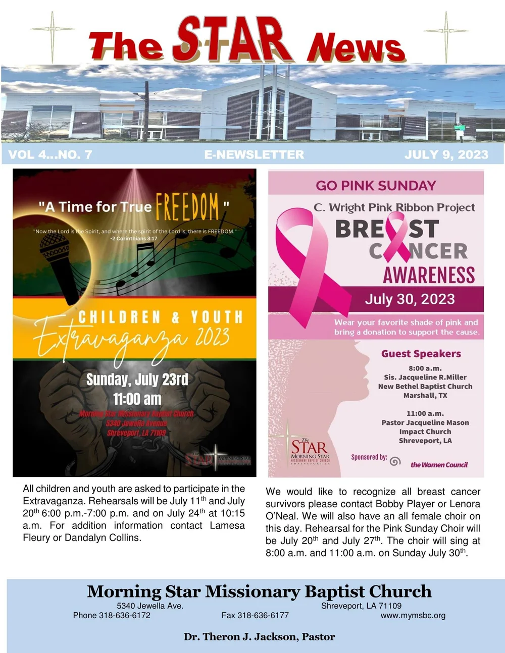 Morning Star Newsletter — Morning Star Baptist Church of Shreveport ...