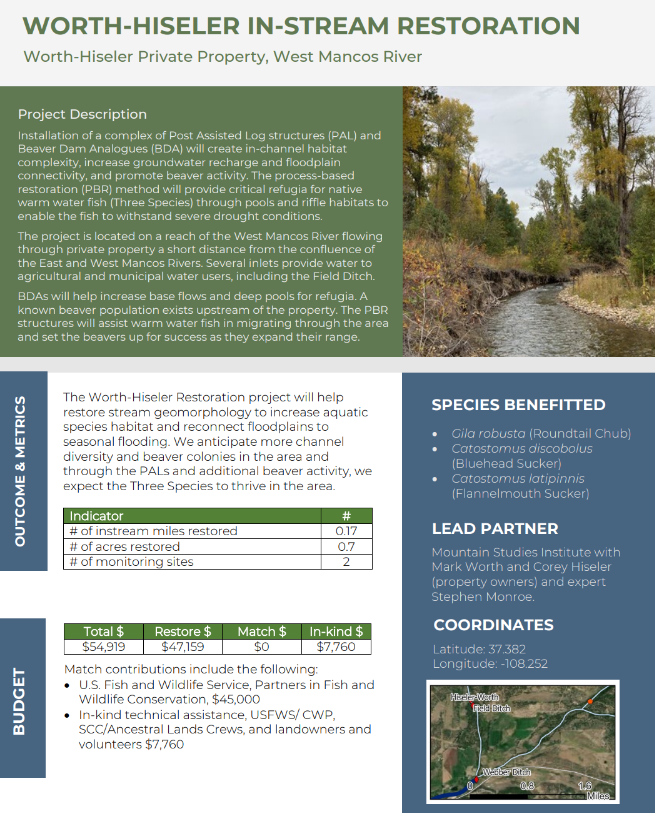 Mancos Restoration — Mountain Studies Institute