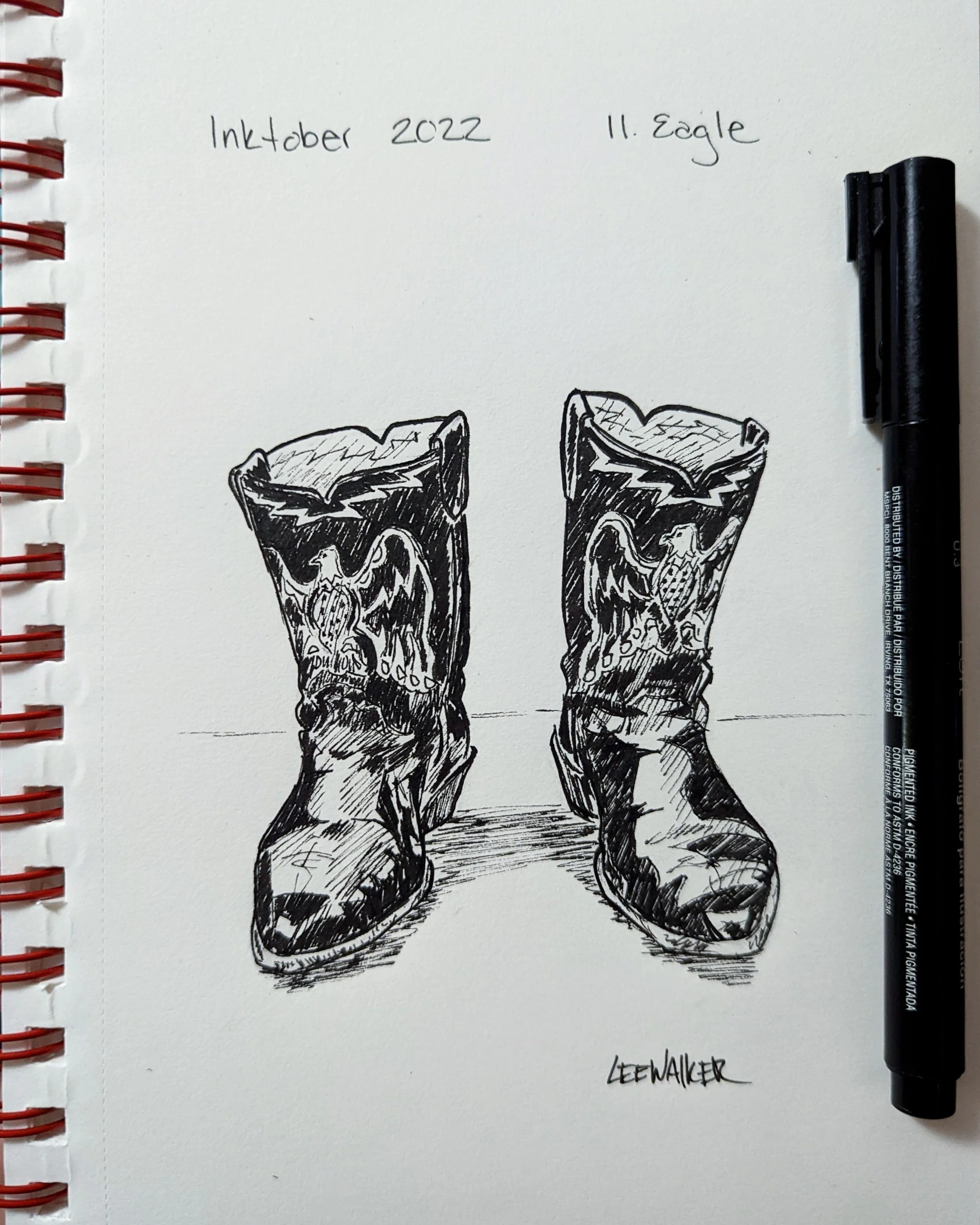 Cowboy Boot Ink Drawing