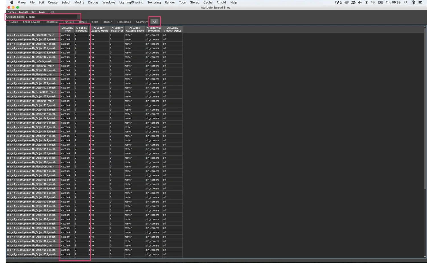 Subdivide multiple objects in Arnold — xuan prada