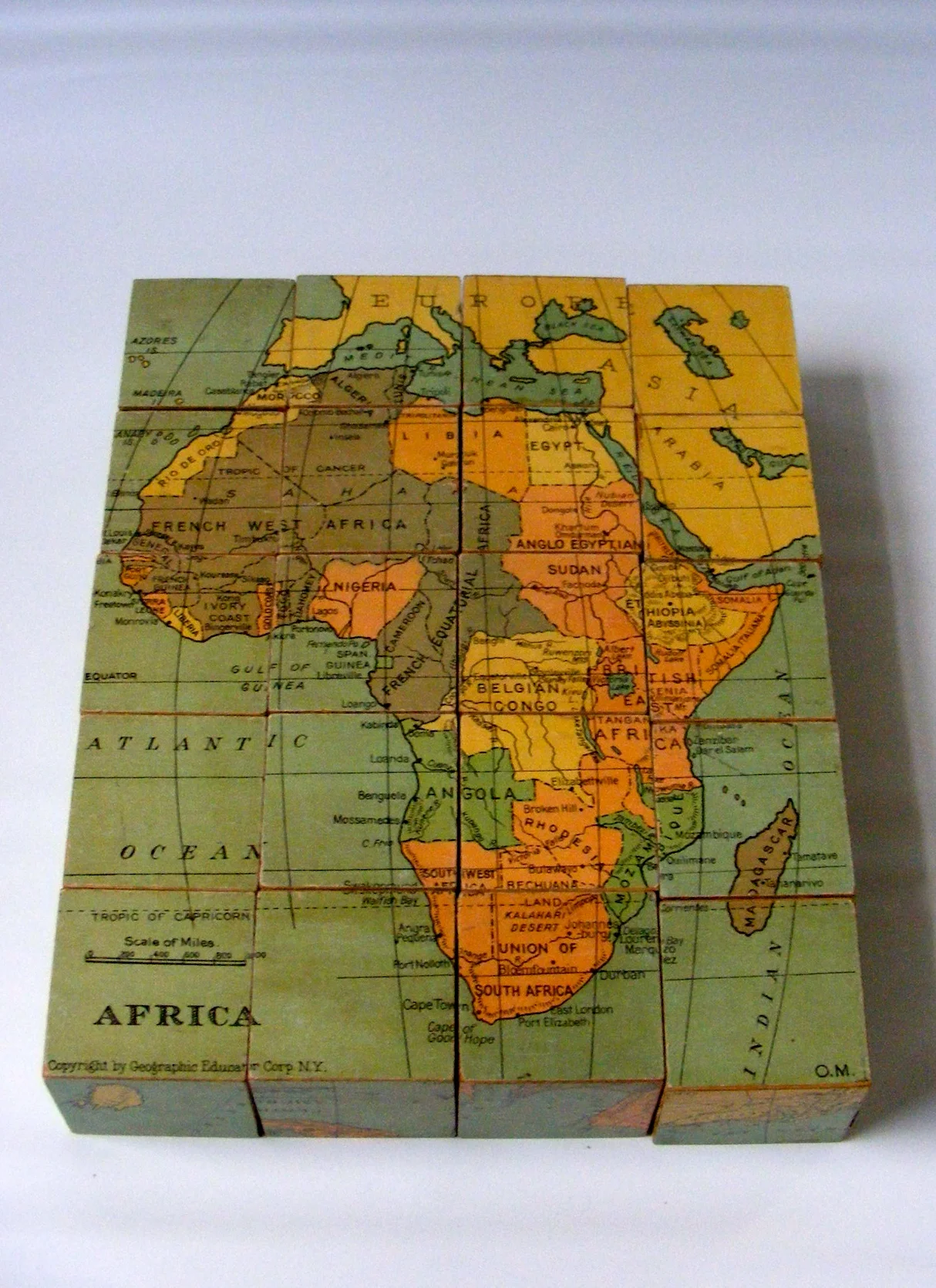 1927 Geographic “Bloc-O- Graphy” World Puzzle Rare & Complete — Omniterrum