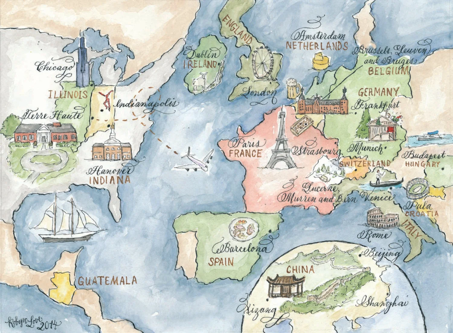 World Map Tumblr Watercolor