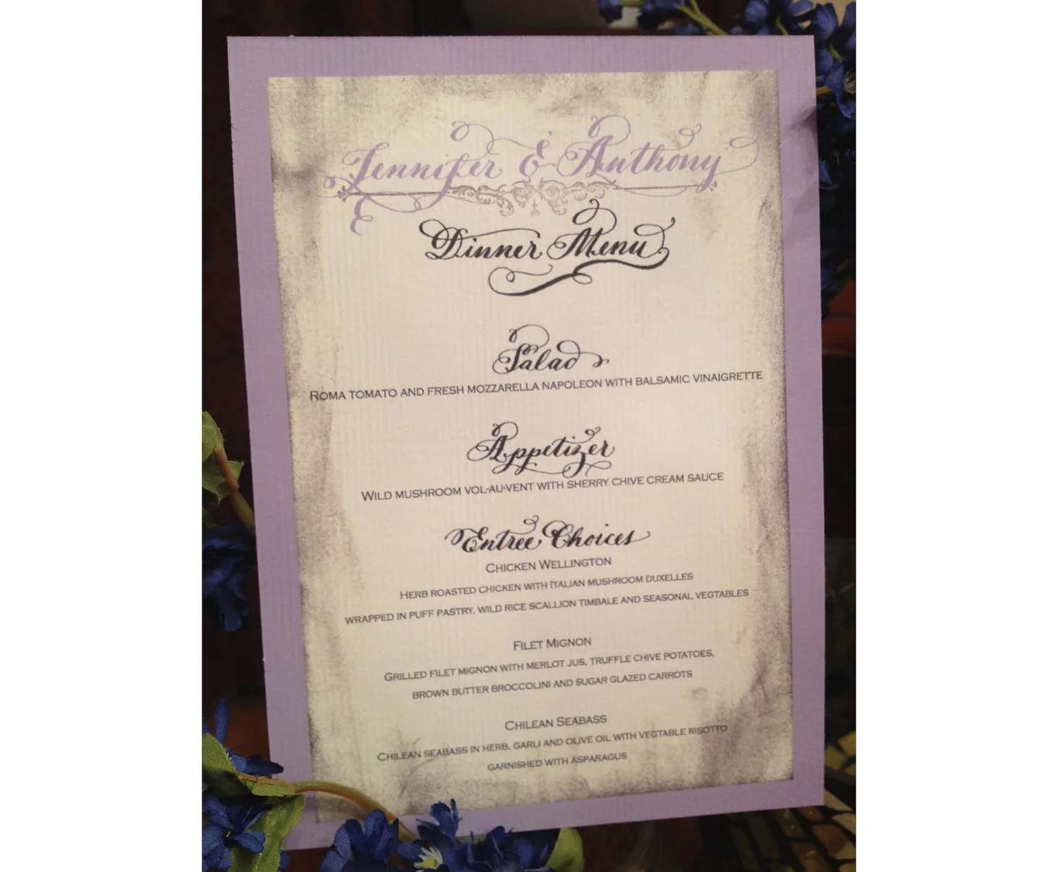 Vintage Wedding Menu