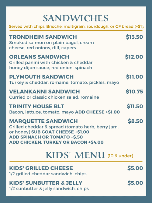 Menu — Trinity House Café & Market