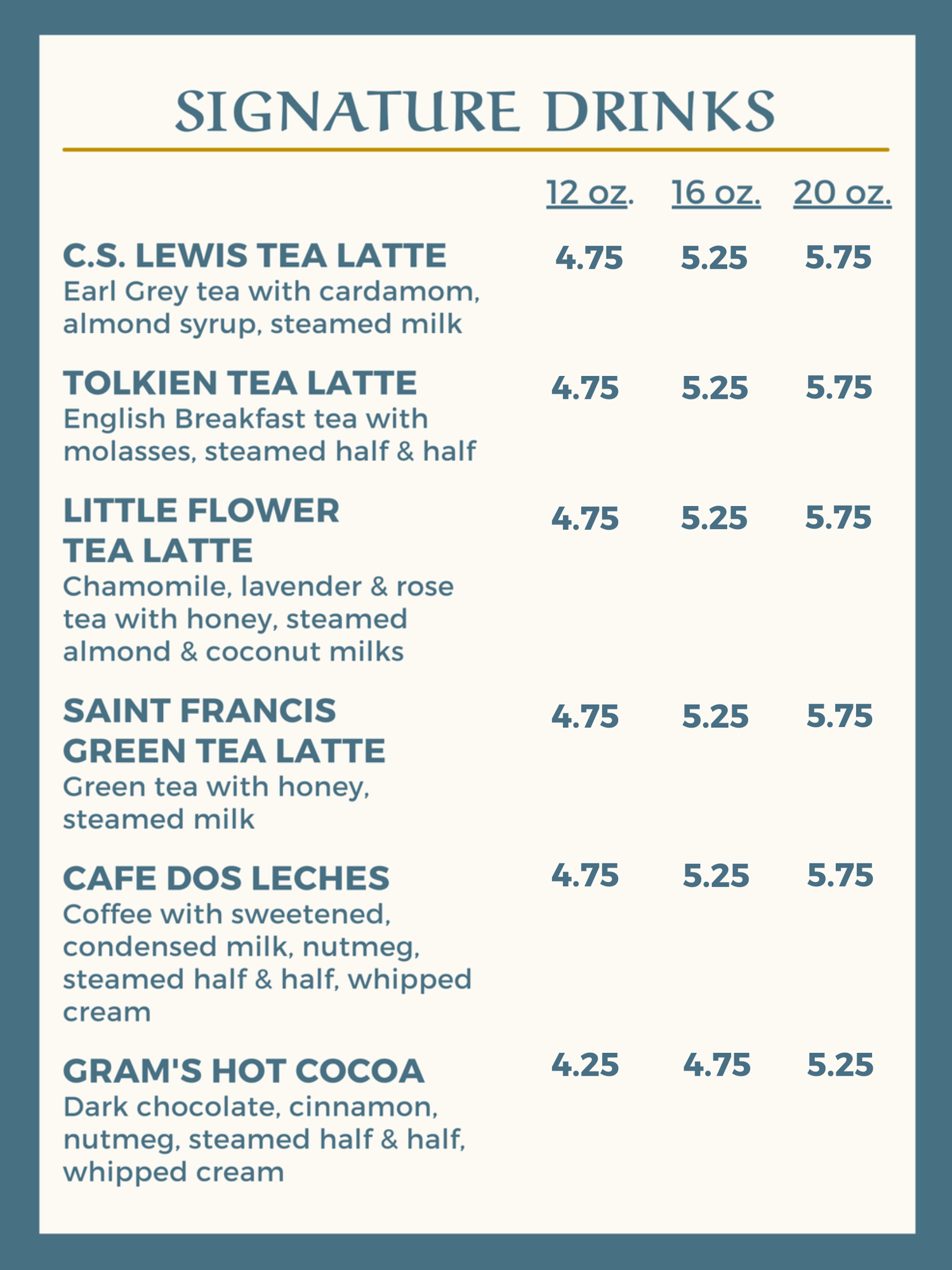 Menu — Trinity House Café & Market